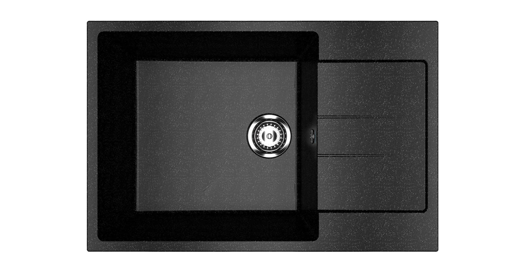 Ulgran U-602 design gránit csepptálcás mosogató - Szemcsés fekete